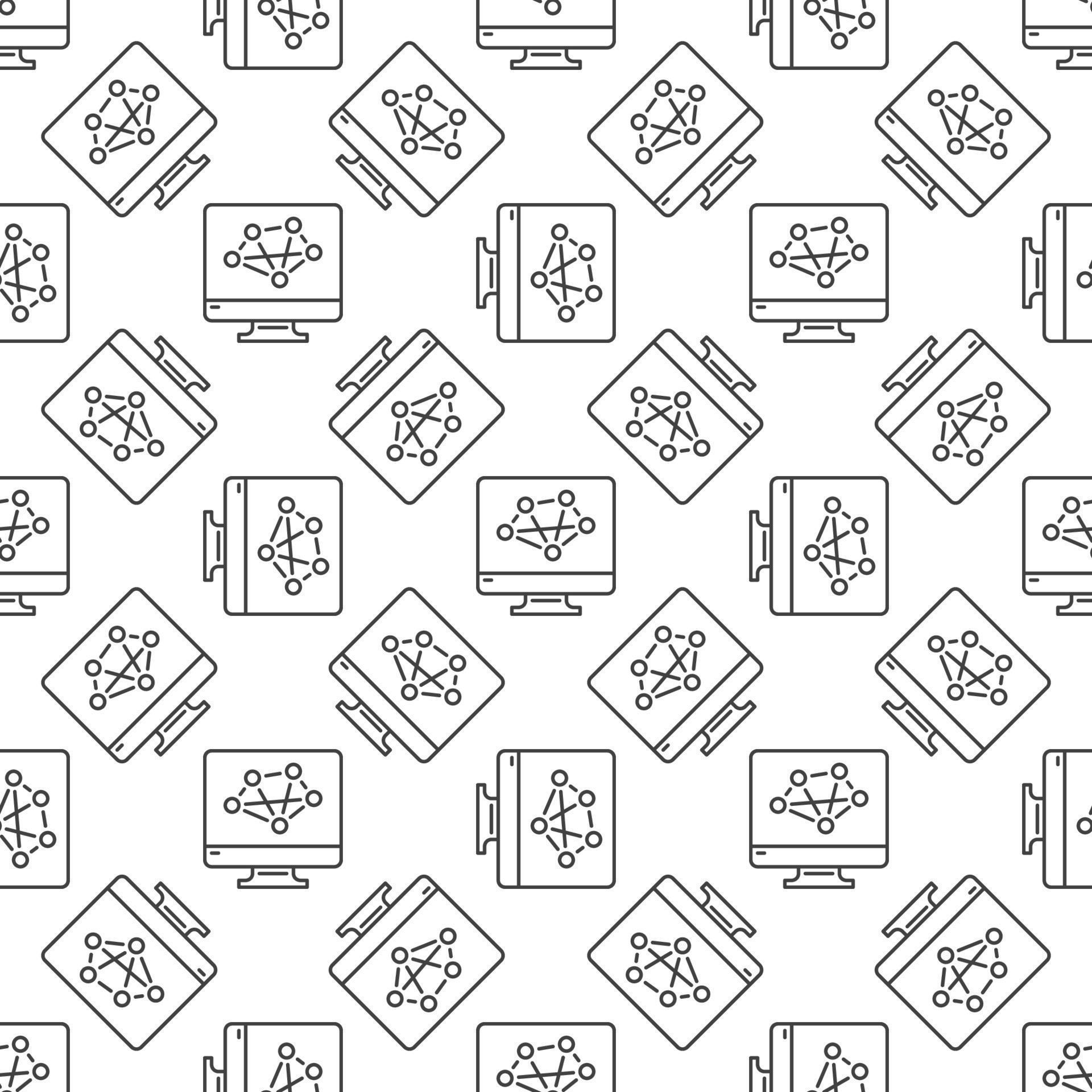 Computer Screen with Neural Network vector line seamless pattern ...