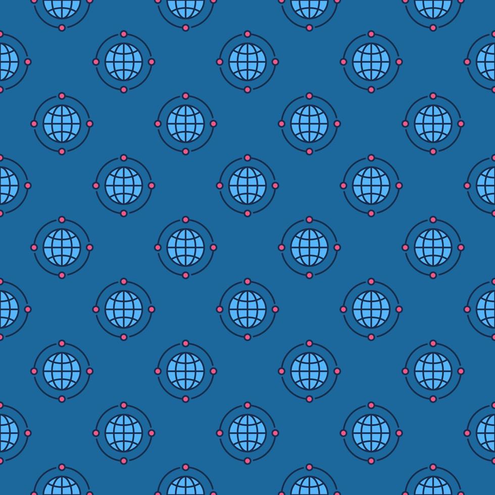 Earth Globe and Neural Network vector AI colored seamless pattern ...