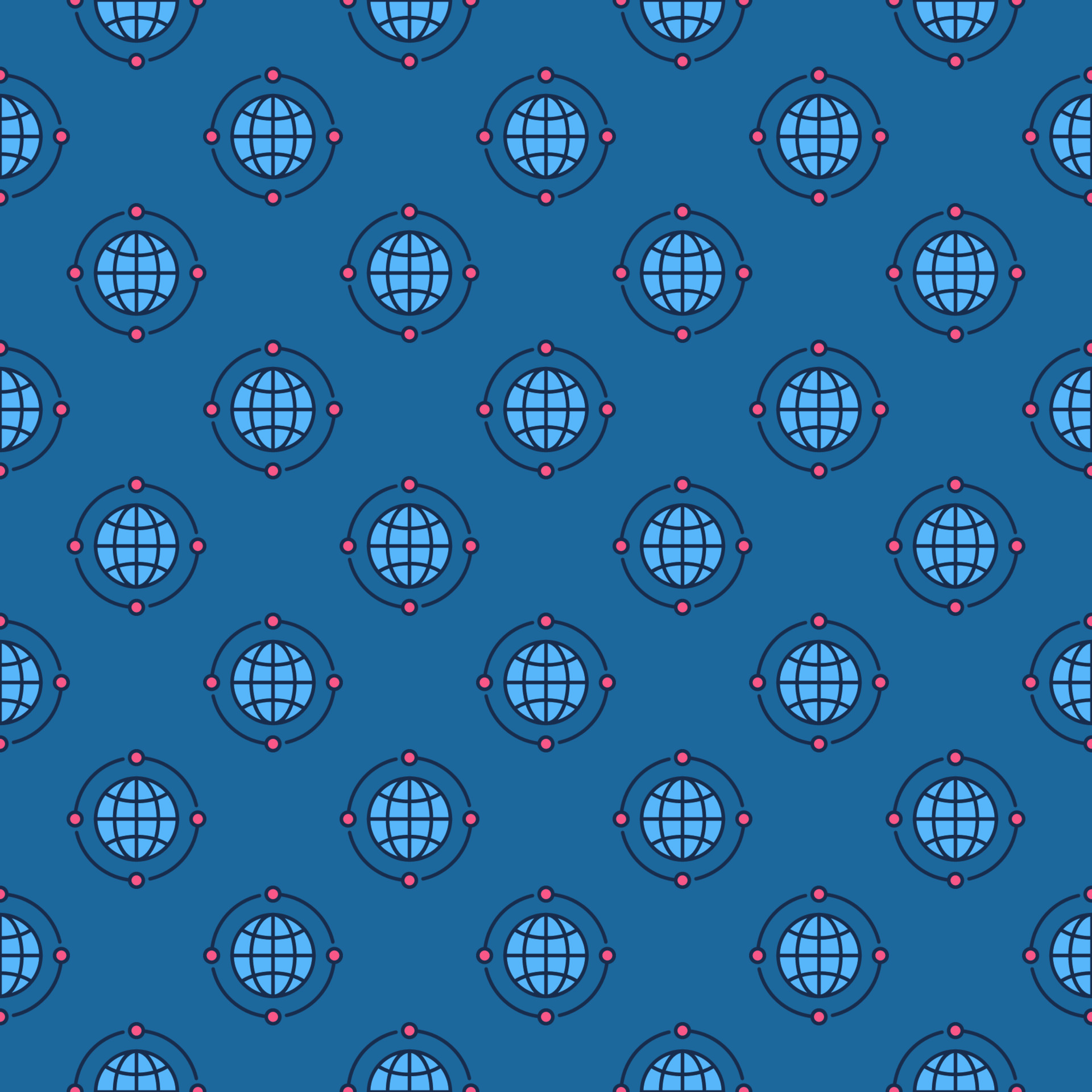 Earth Globe and Neural Network vector AI colored seamless pattern ...