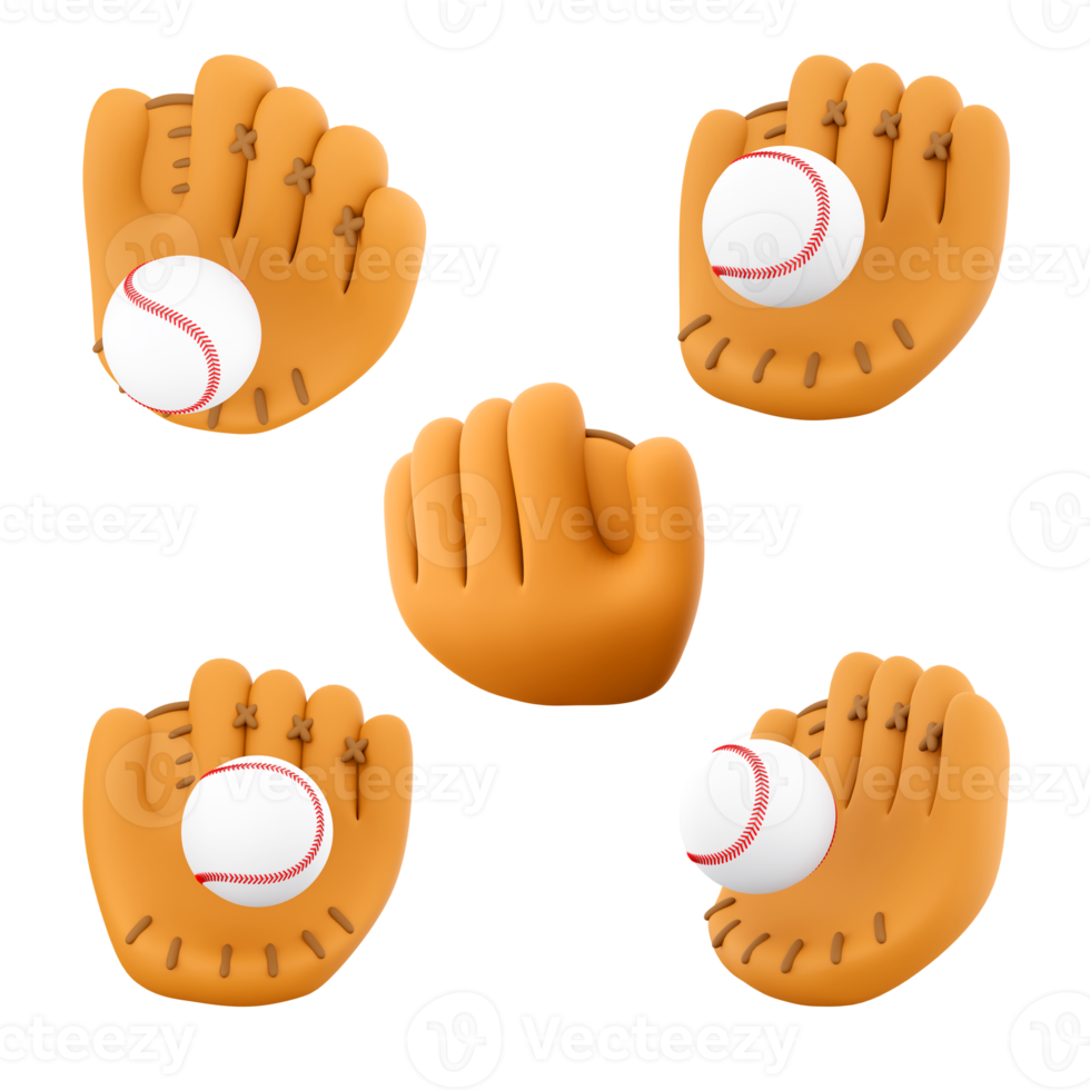 3d Representación Béisbol Guante Icono Colocar 3d Hacer Realista