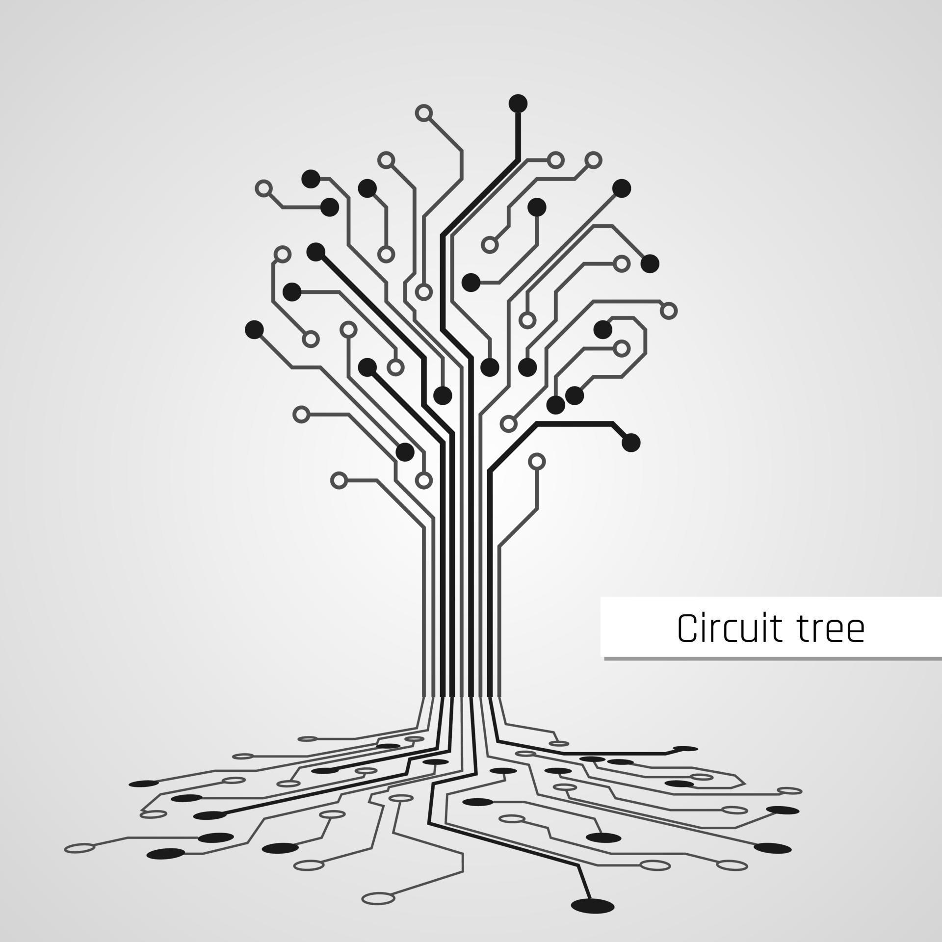 Abstract Circuit Tree. Technology design element. Computer engineering ...