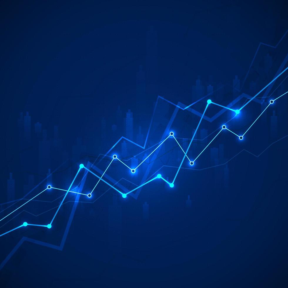 Abstract financial chart with graph and stock market on blue background ...