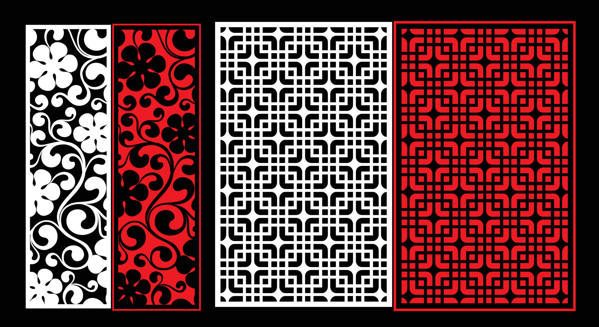 Decorative wall panels set Jali design CNC pattern, laser cutting ...