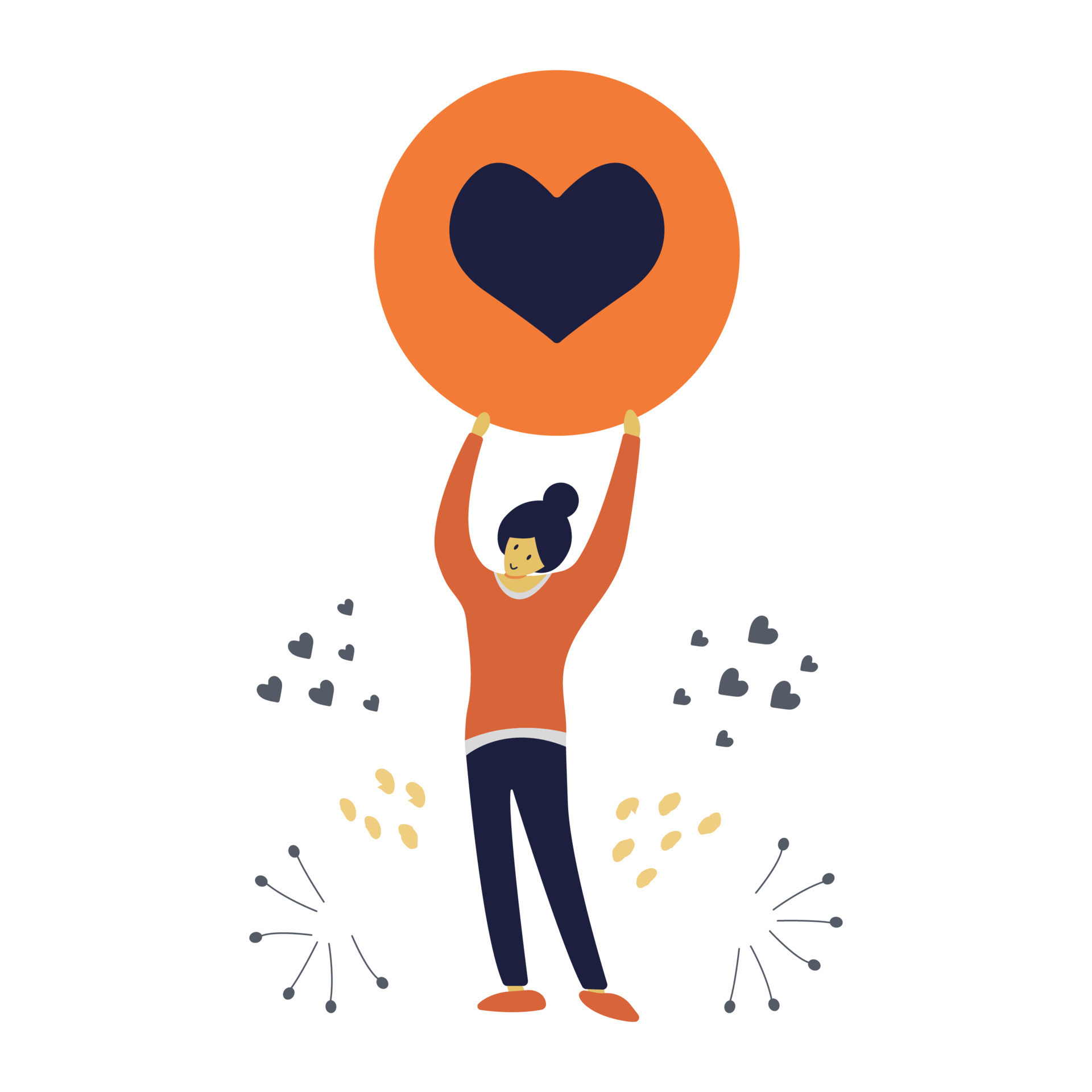 Girl Stands And Holds A Heart Above Her Head In A Circle 22832500