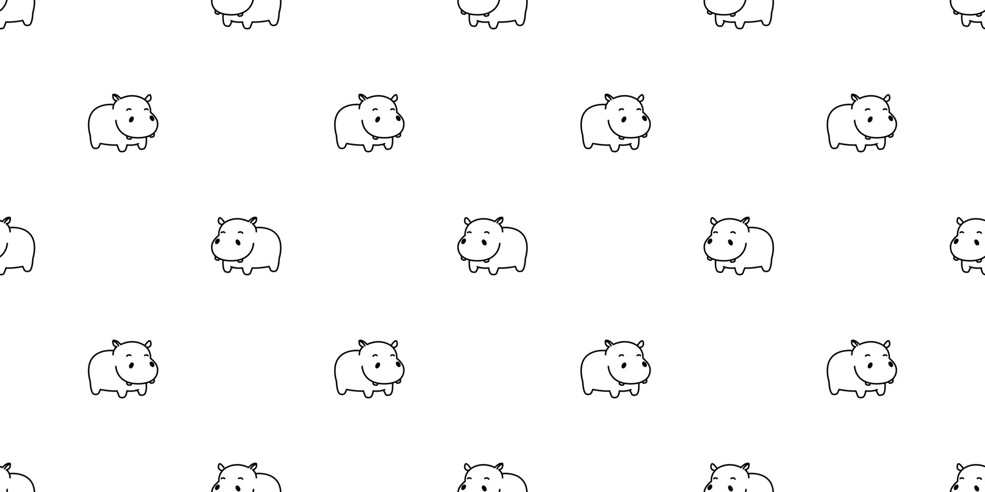 Hippo Seamless Pattern Hippopotamus Vector Isolated Wallpaper