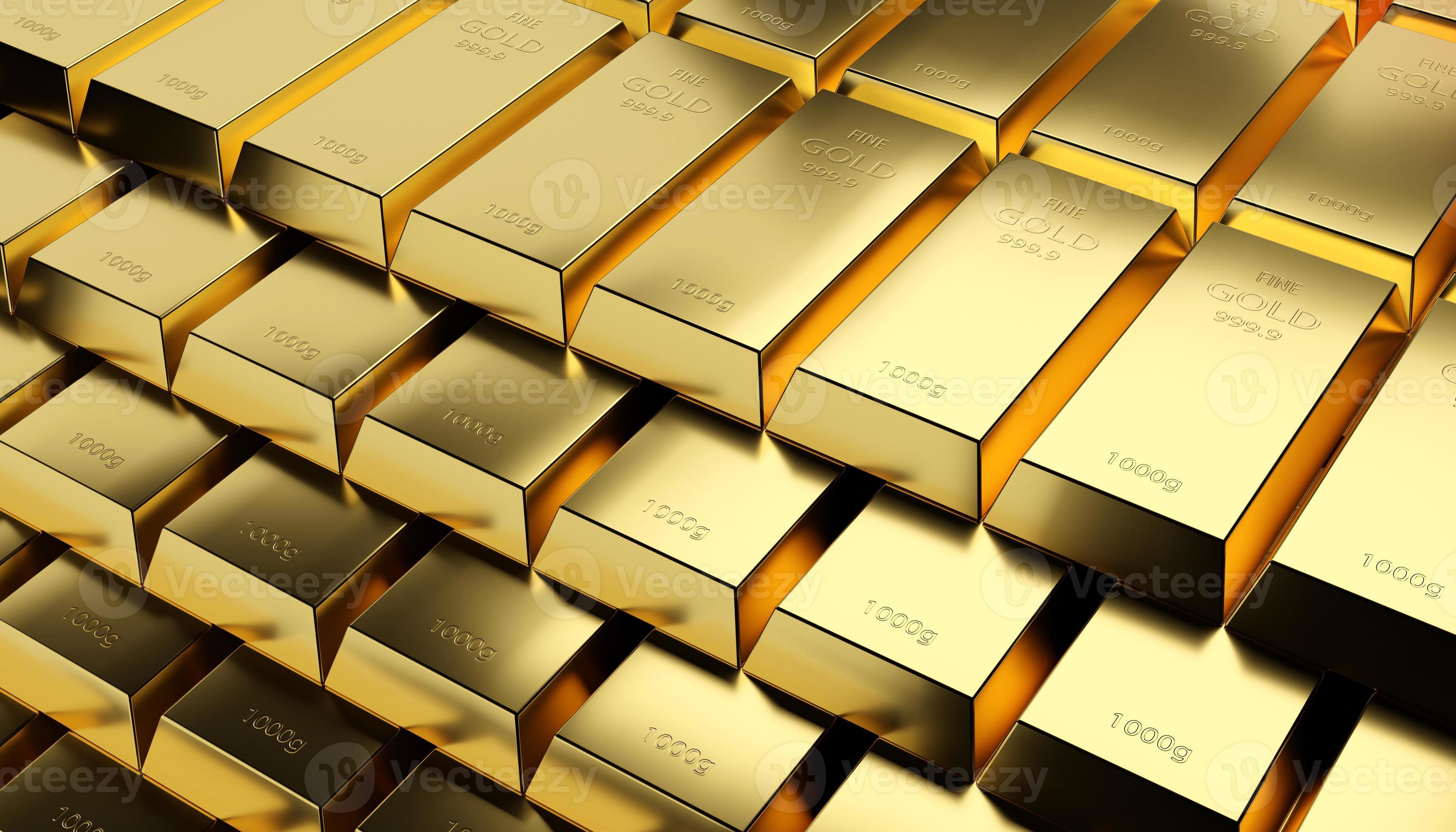 Financial Concepts Stack Of Fine Gold Bar Gold Brick Block Ingot Or Bullion Background 3d