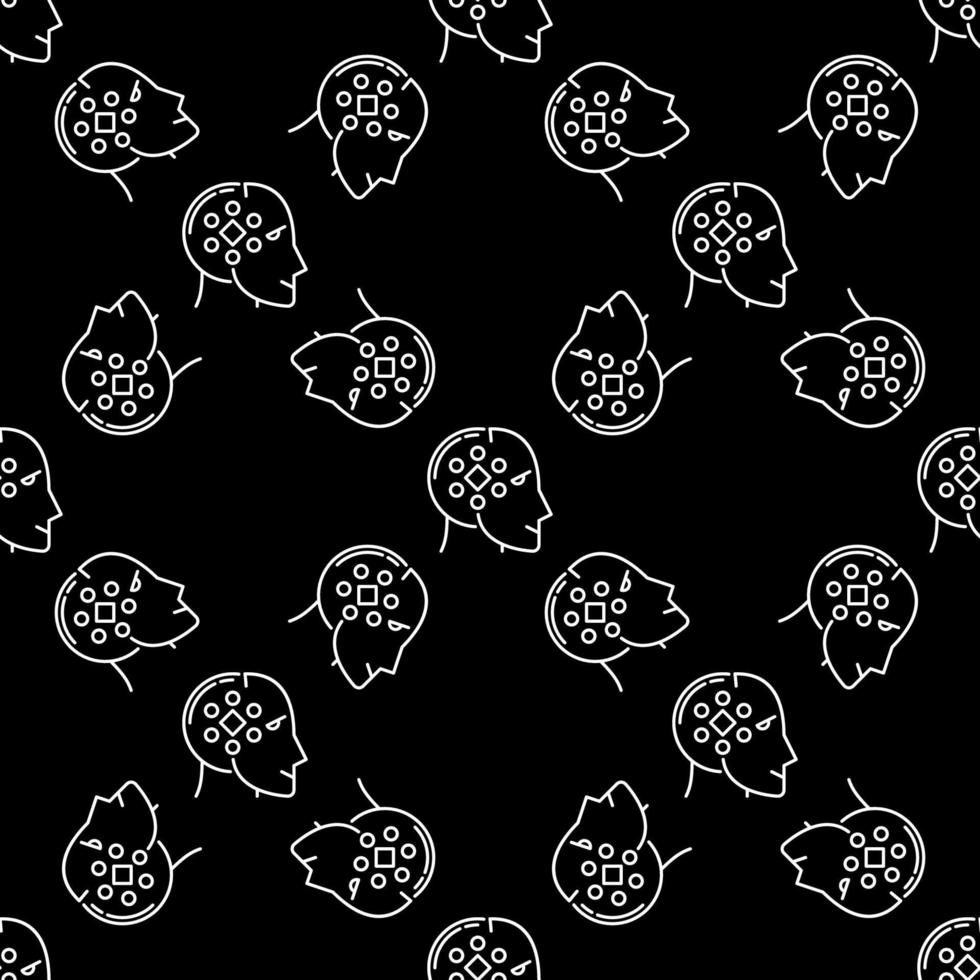 Ai And Ml Head Vector Machine Learning Dark Line Seamless Pattern