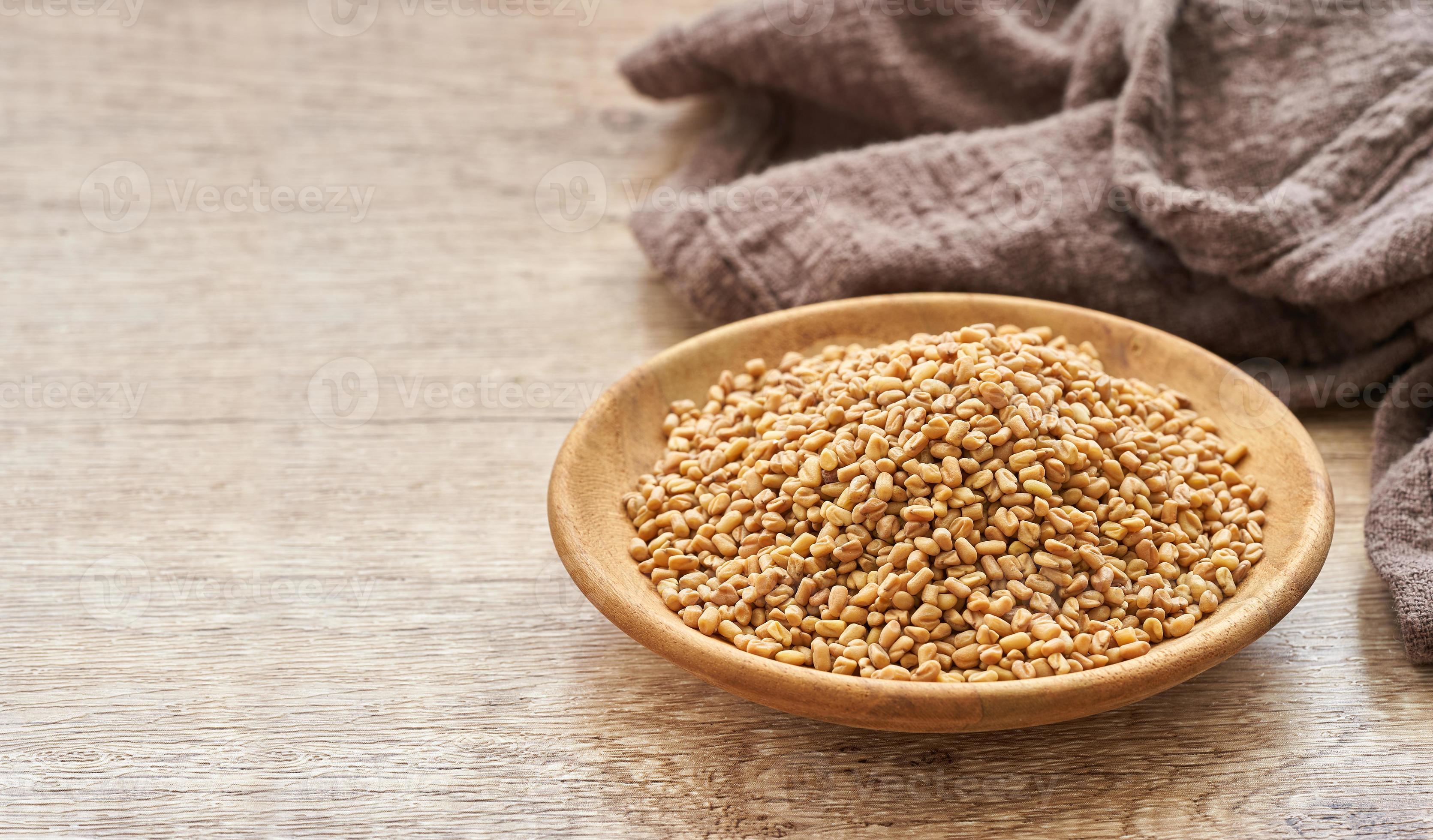 Fenugreek Seed In Wood Plate On Wooden Table Background Fenugreek Seeds Background 22841980