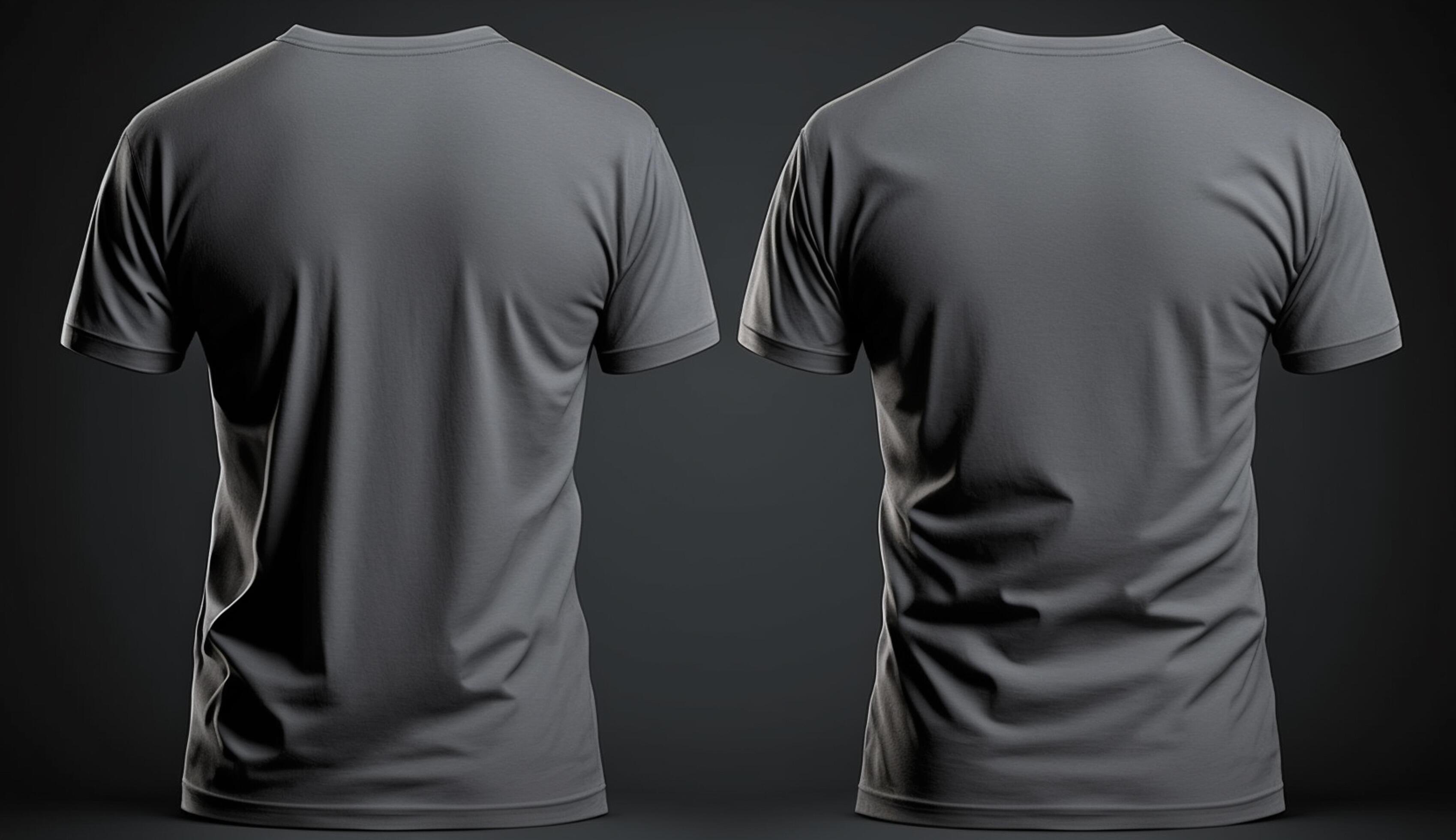 Blank Grey Tshirt Mockup Close Up Grey T Shirt On Dark Background