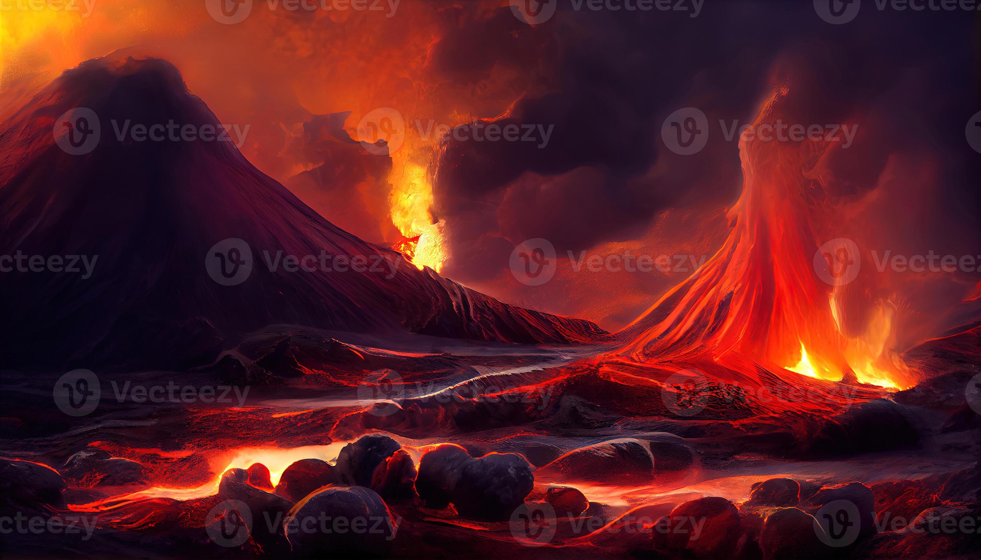Volcanic eruption outdoor scene background. 22850296 Stock Photo at ...