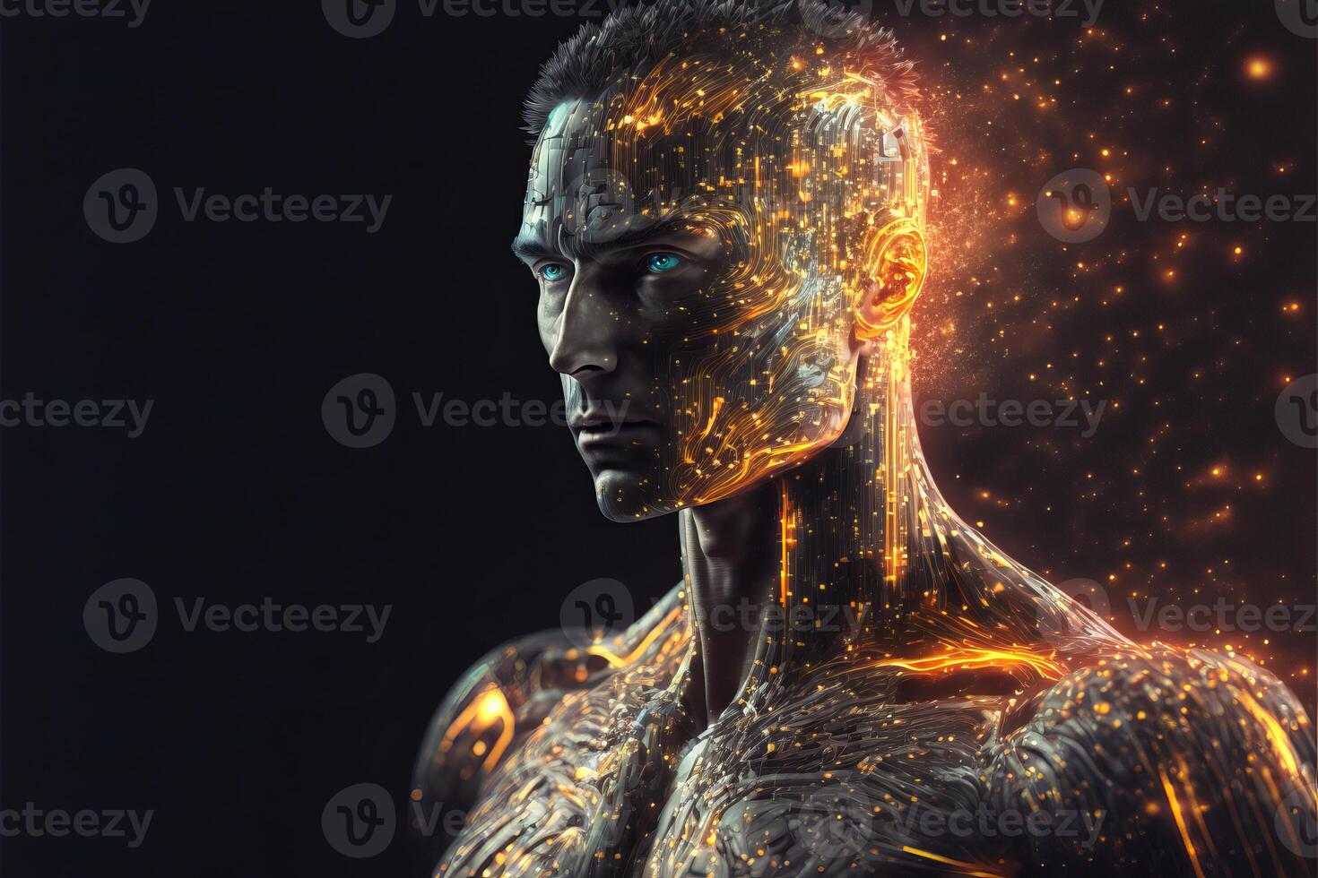resumen artificial inteligencia en humanoide cabeza, digital cerebro ... resumen artificial inteligencia en humanoide cabeza, digital cerebro ...