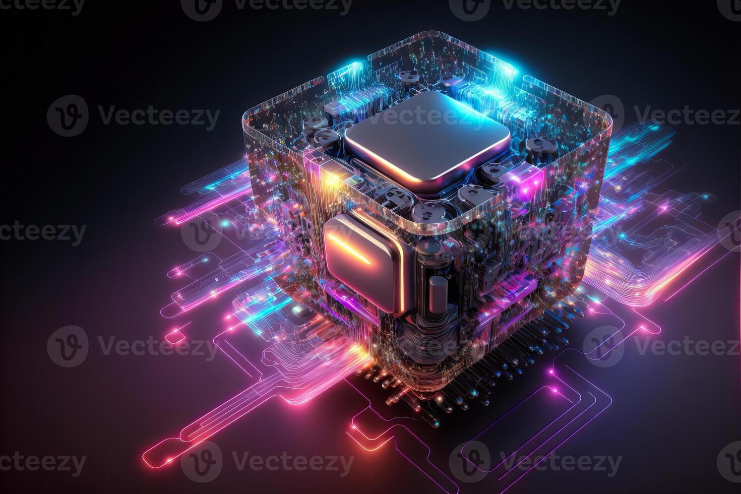 Abstract artificial intelligence central processing unit. generative ai 22852830 Stock Photo at ...