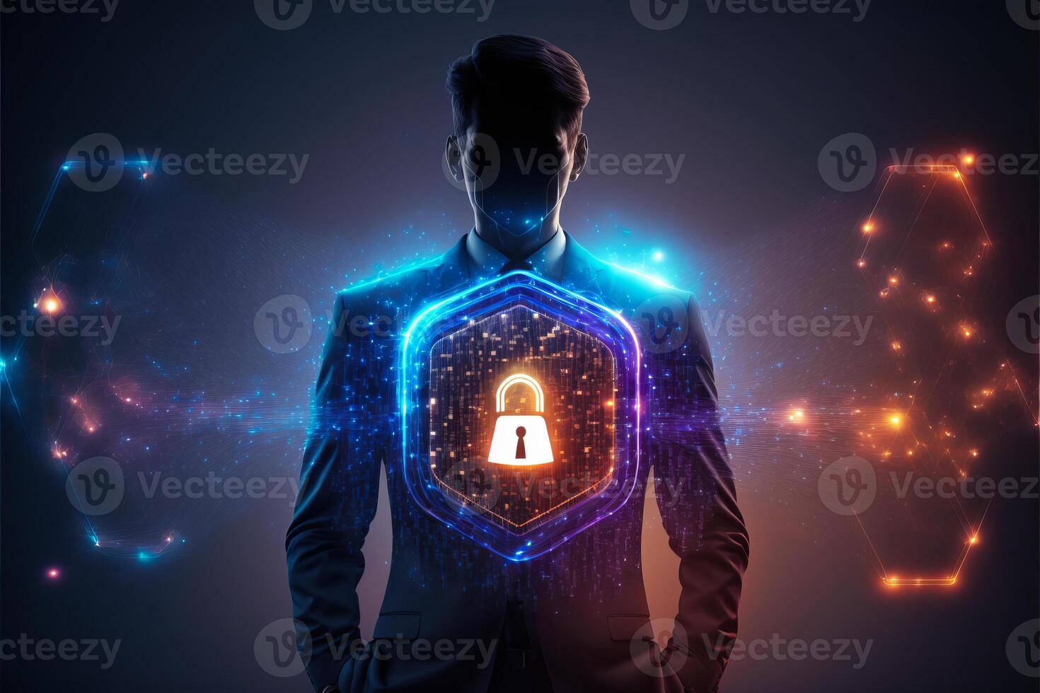 Businessman with cyber security technology concept. 22853621 Stock ...