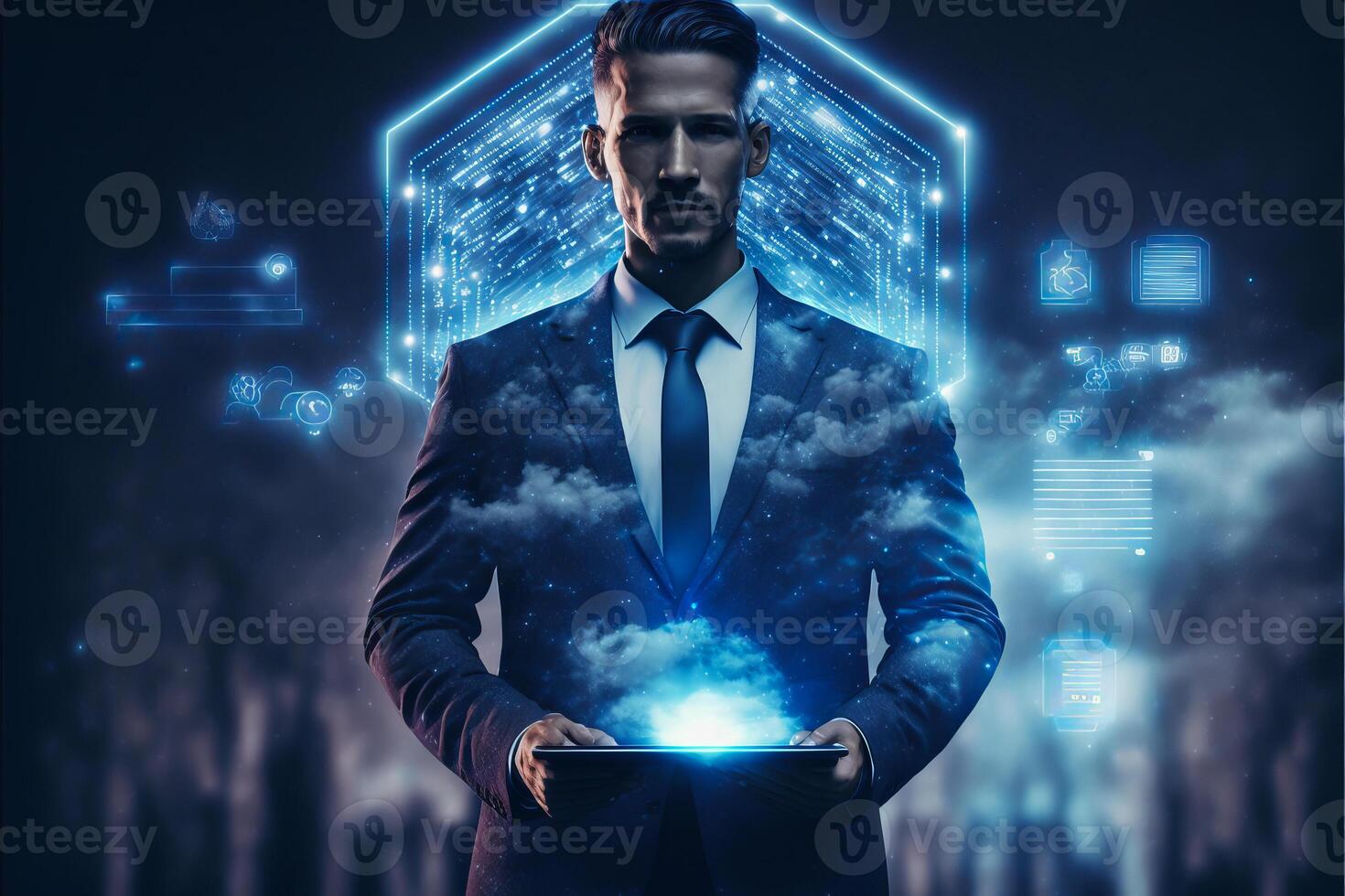 Businessman with cyber security technology concept. 22853662 Stock ...