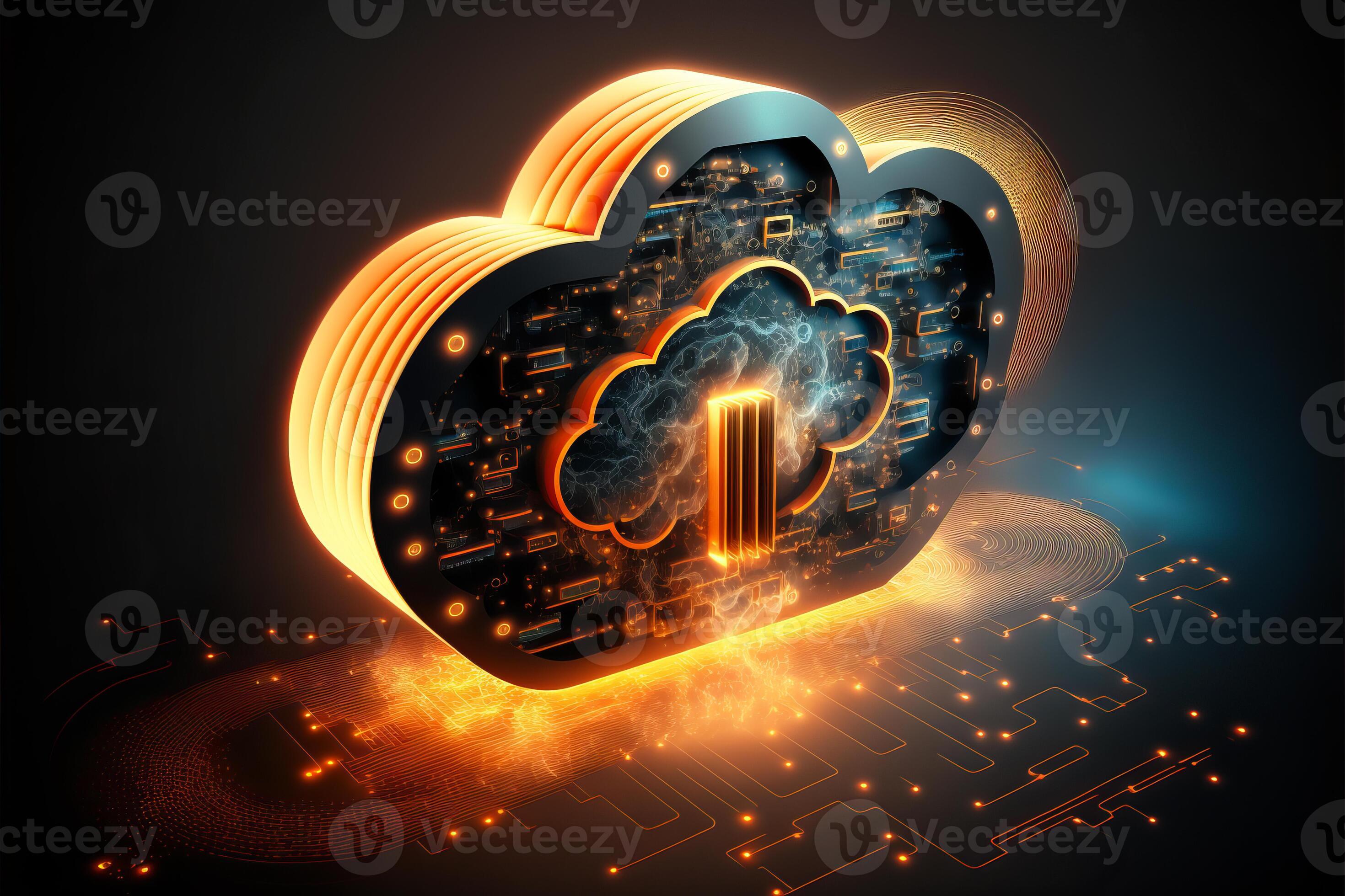 Digital cloud computing technology concept. 22854907 Stock Photo at ...