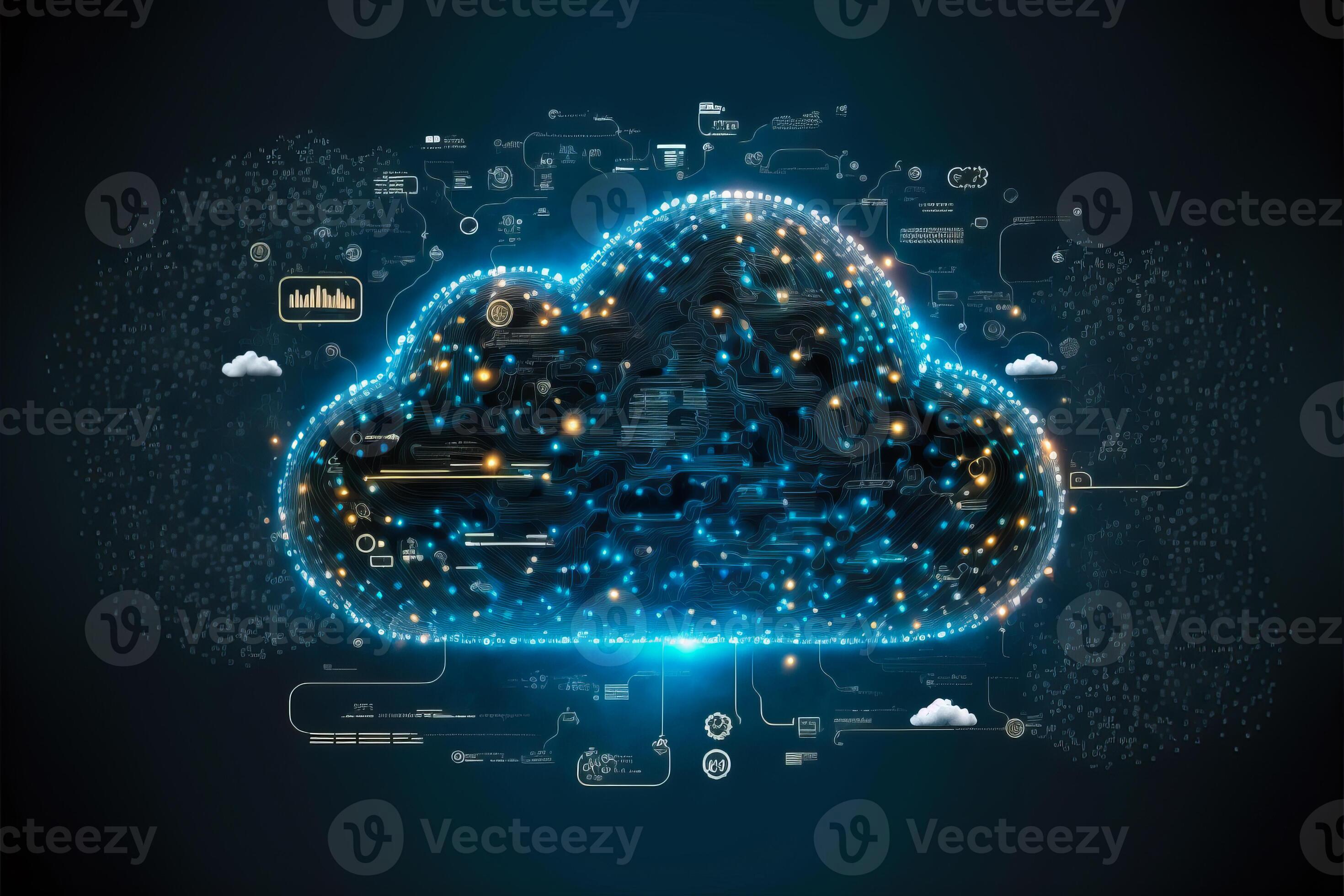 Digital cloud computing technology concept. 22854911 Stock Photo at ...