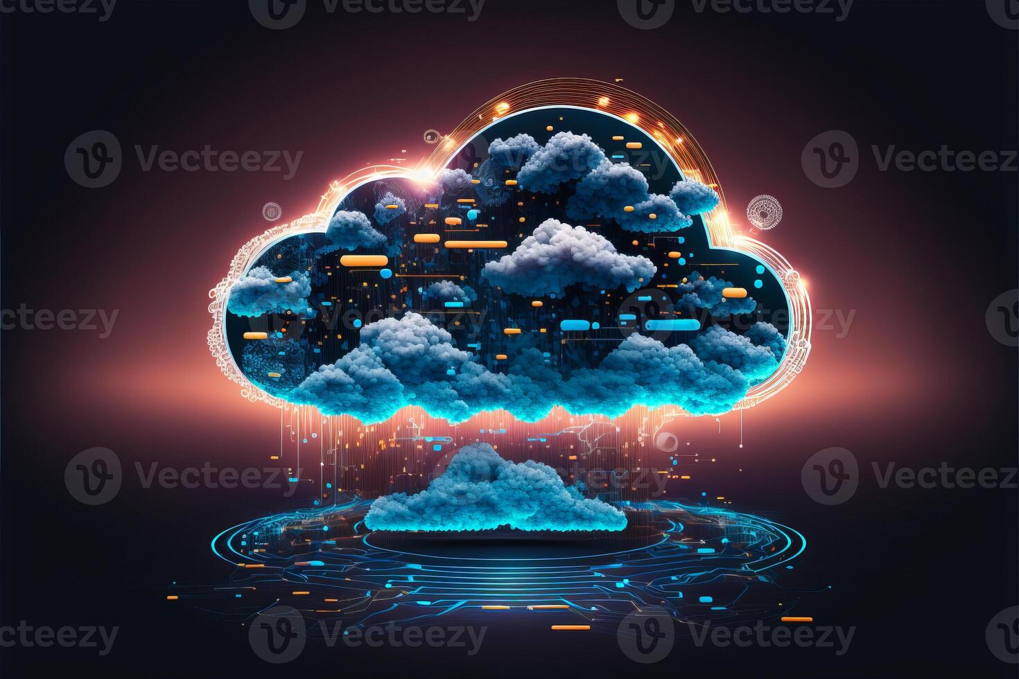 Digital cloud computing technology concept. 22854912 Stock Photo at ...