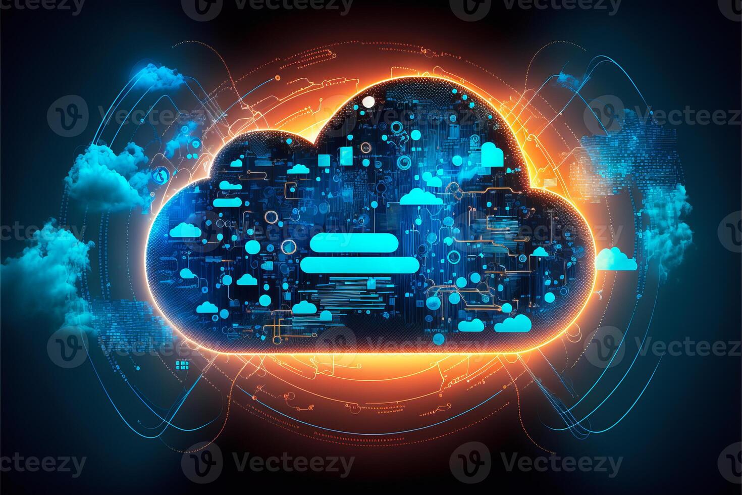 Digital cloud computing technology concept. 22854923 Stock Photo at ...