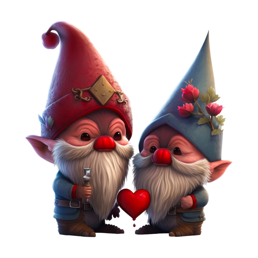 Cute Valentine S Day Gnomes Pink Hat Couple Holding Love Heart 22868869 Png