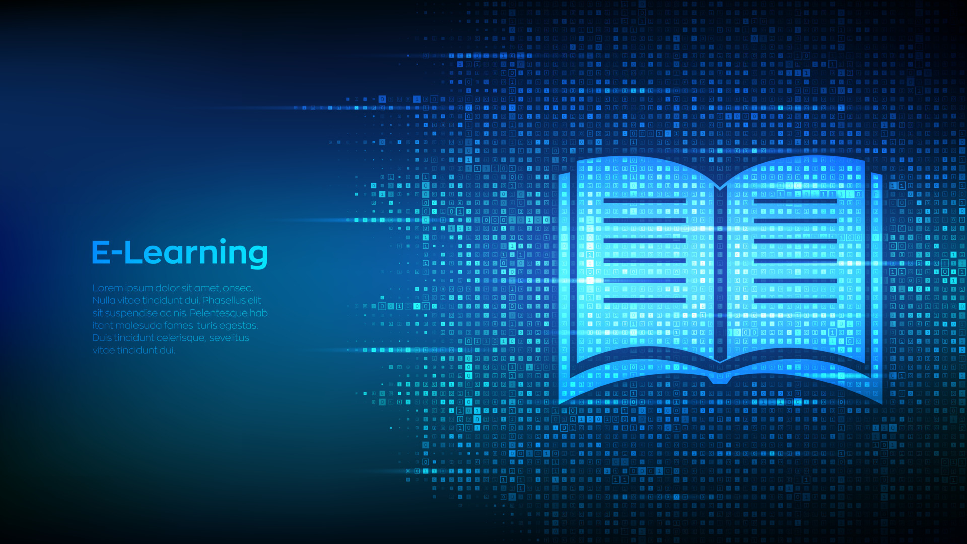 E-learning made with binary code. Innovative online education. Webinar ...