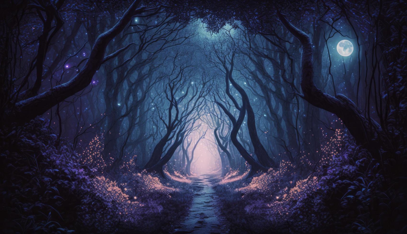 Mystical forest scene at night as digital art, Generate Ai 22874877 ... Mystical forest scene at night as digital art, Generate Ai 22874877 ...