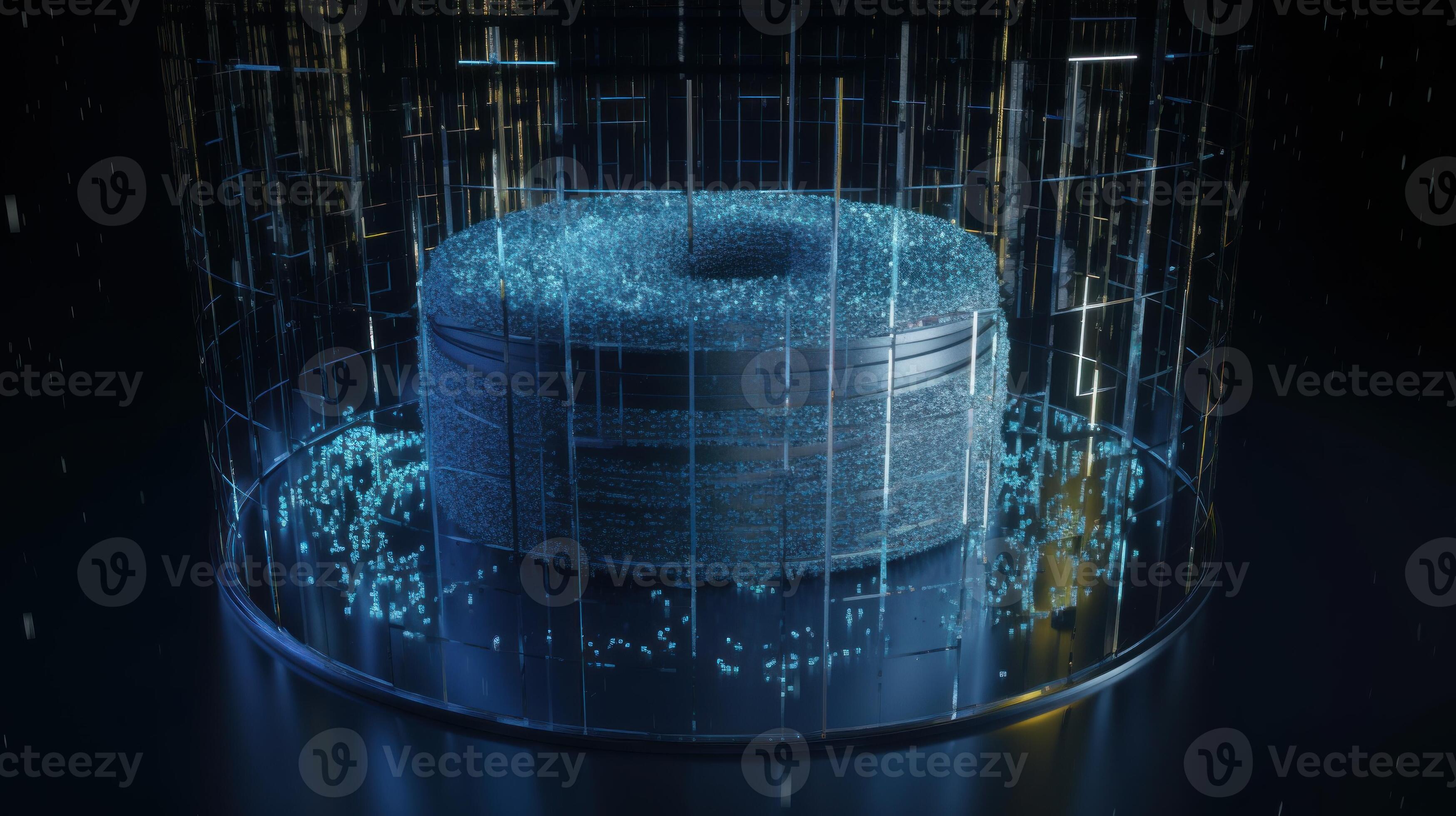 Big technology of Big data concept Digital data flow Transferring ...