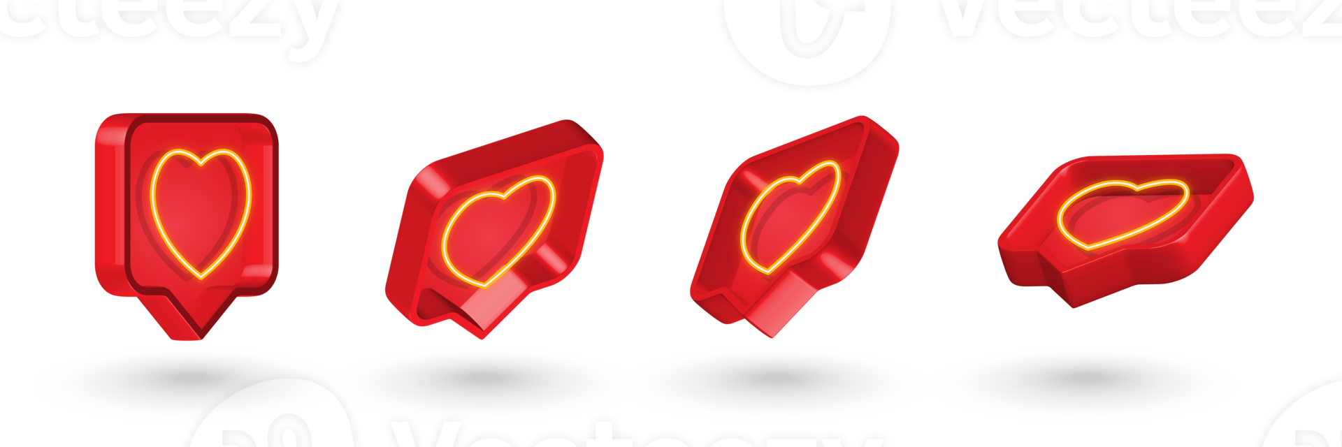 Vector Set Like Heart Icon On A Red Pin Isolated On White Background Neon Like Symbol 3d