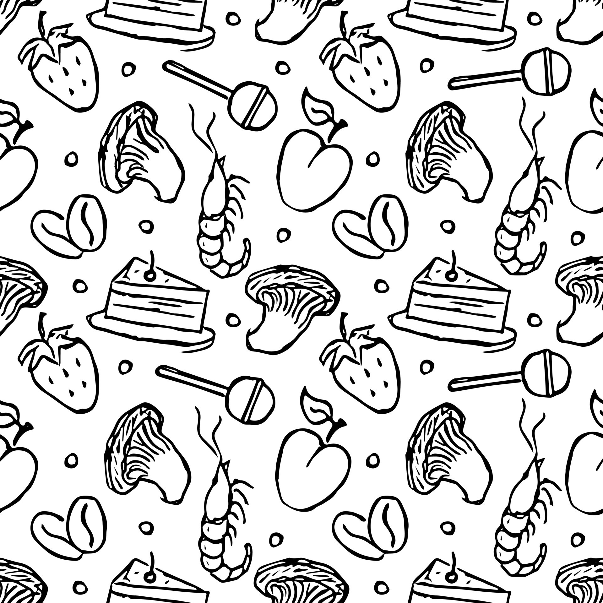 Seamless Food Pattern Doodle Vector Food Illustration 22879005 Vector