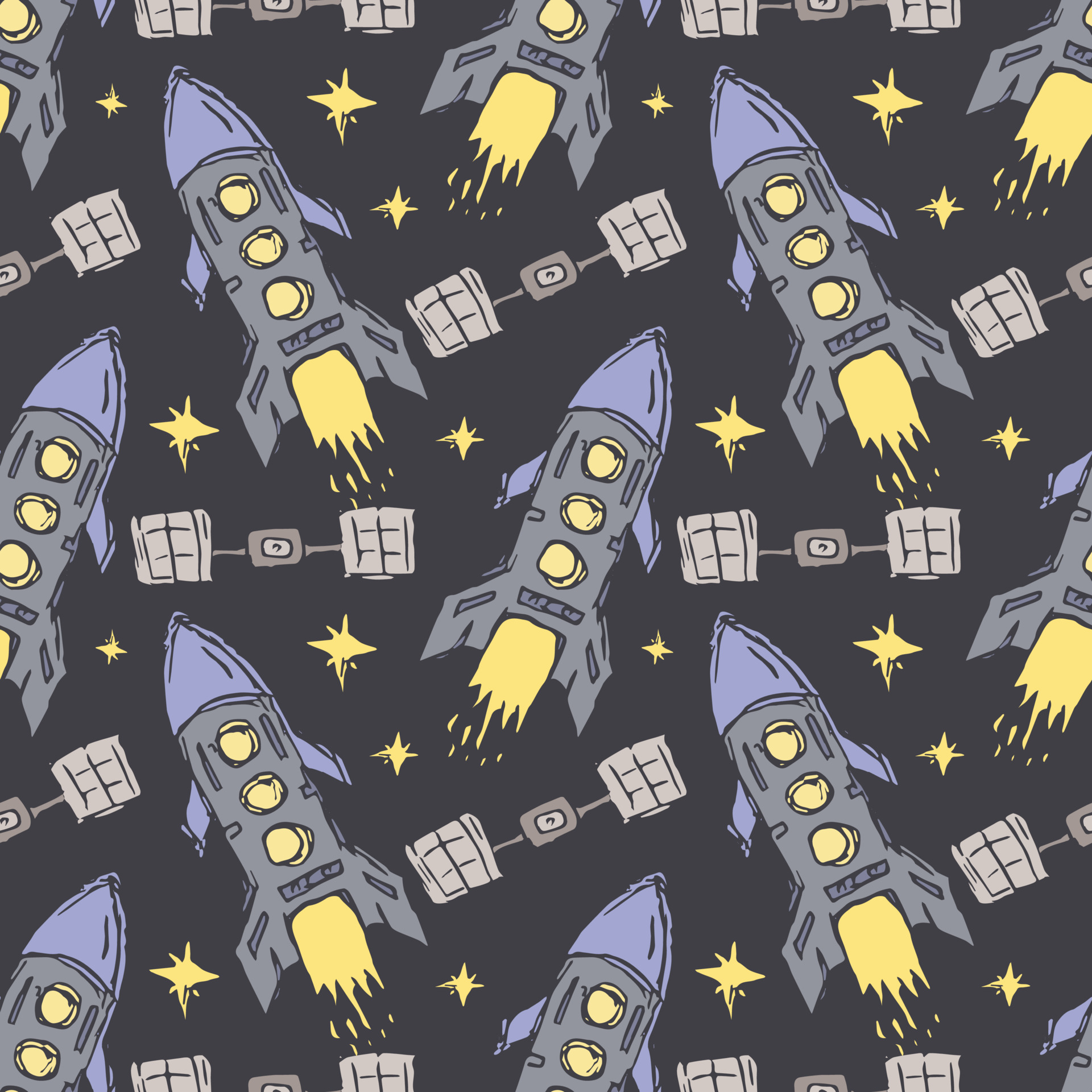 Seamless space pattern. Cosmos background. Doodle vector space ...