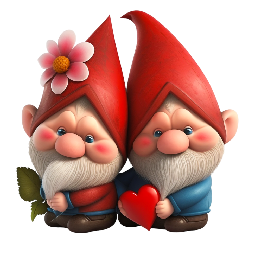 Cute Valentine S Day Gnomes Pink Hat Couple Holding Love Heart 22881235 Png