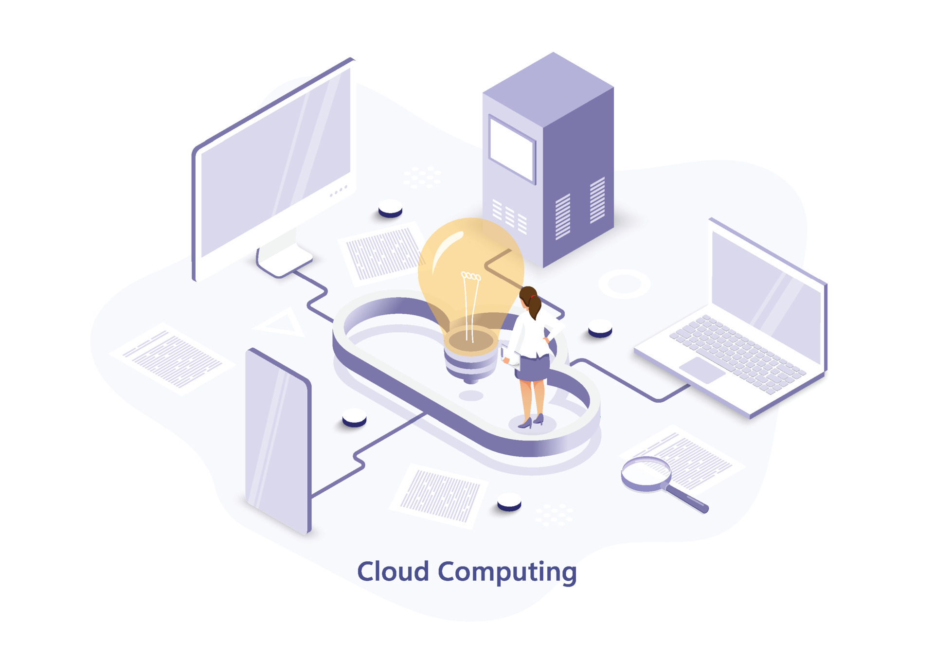 Cloud Computing Modern Flat Design Isometric Concept Including Servers