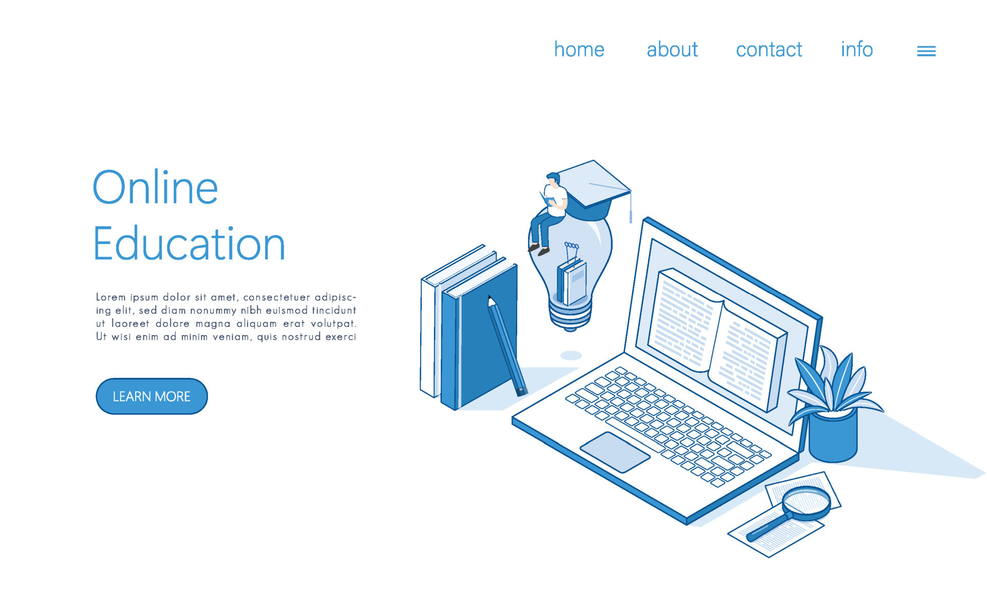 Landing page template online education, e learning and adult courses ...