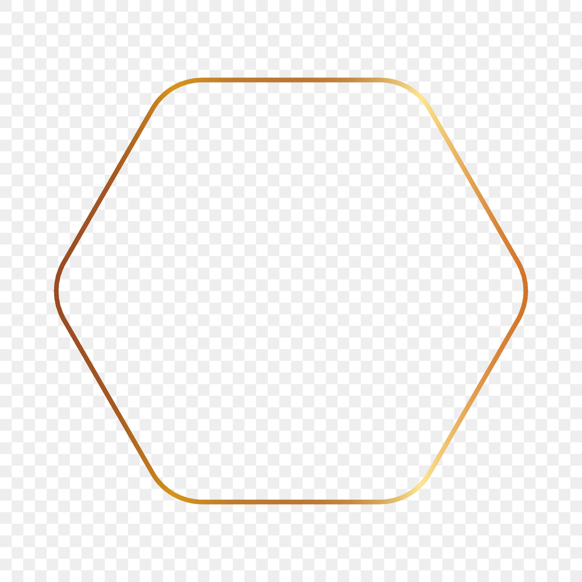 Gold glowing rounded hexagon frame isolated on background. Shiny frame with glowing effects ...