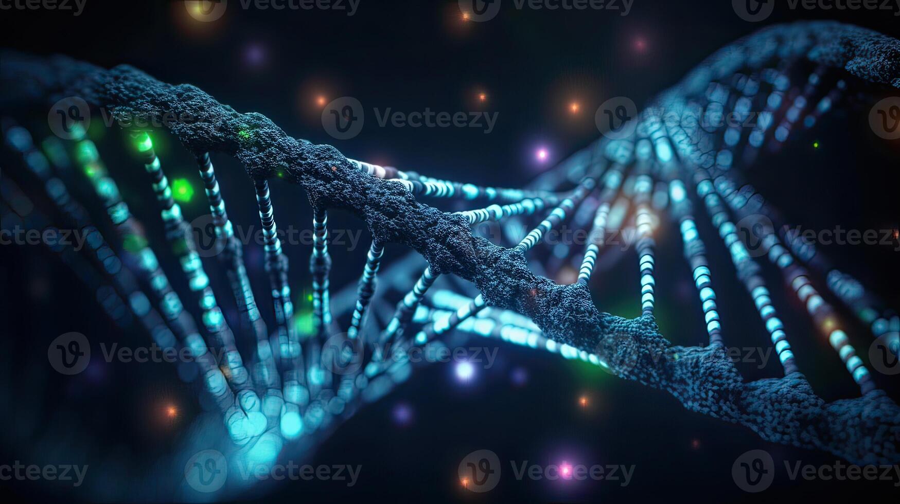 Molecule of DNA, double helix, 3D illustration. Genetic mutation and genetic disorders. Abstract ...