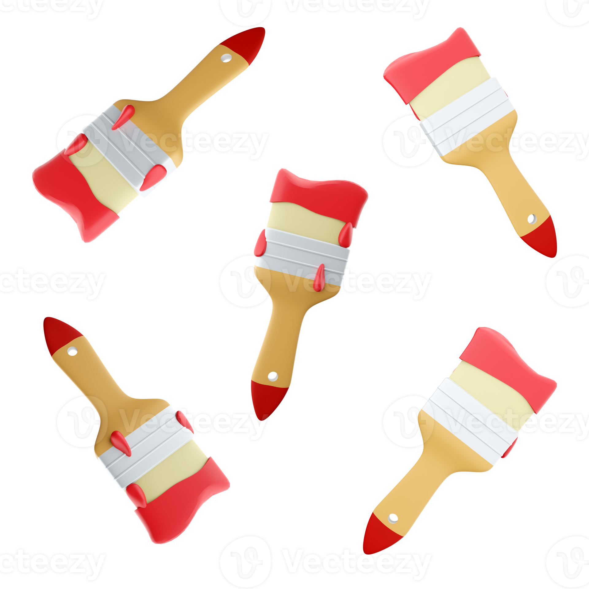 3d rendering brush for painting icon set. 3d render Designed for working with oil, alkyd and ...