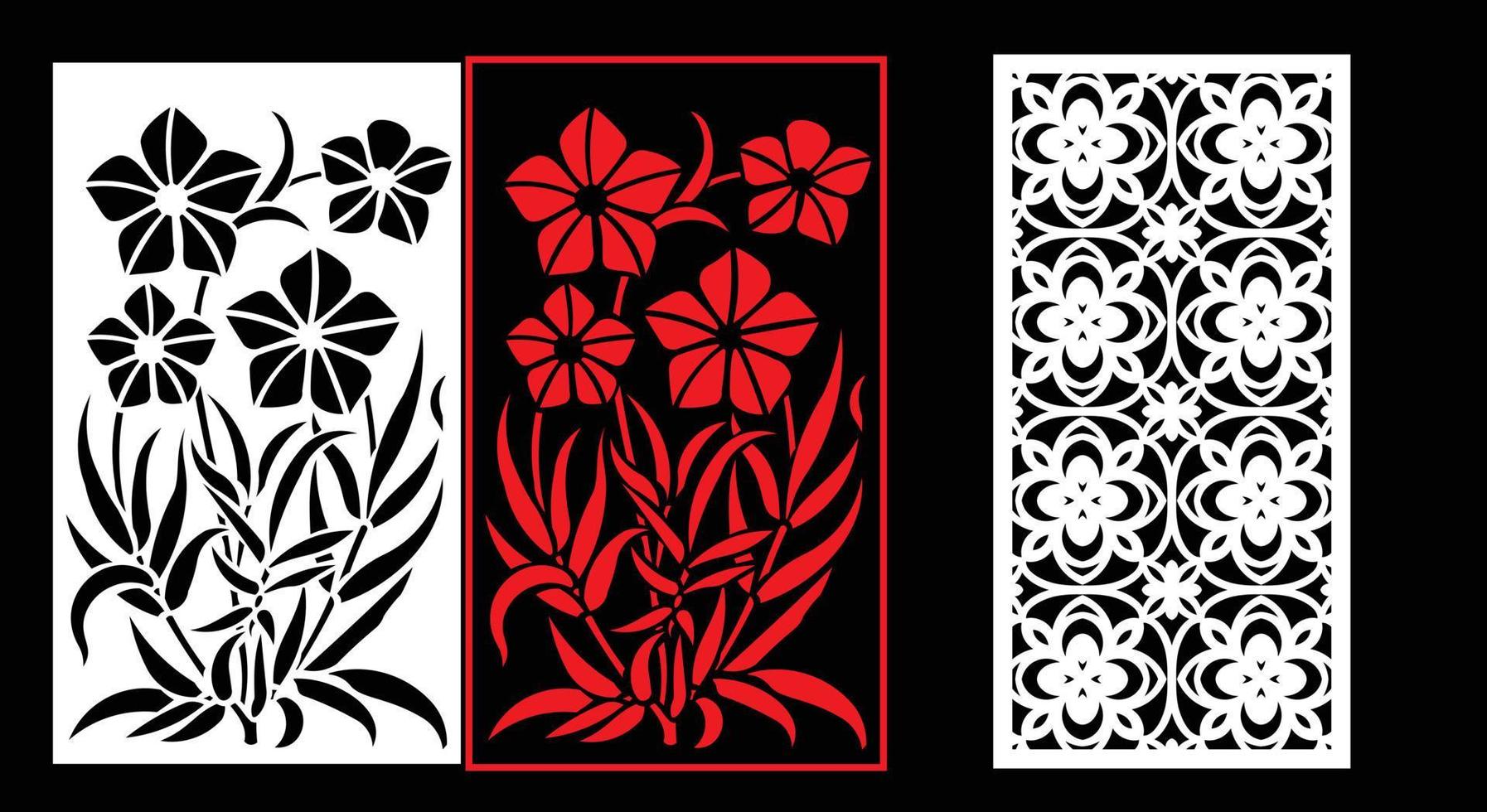 Decorative wall panels set Jali design CNC pattern, laser cutting pattern, router CNCcutting ...