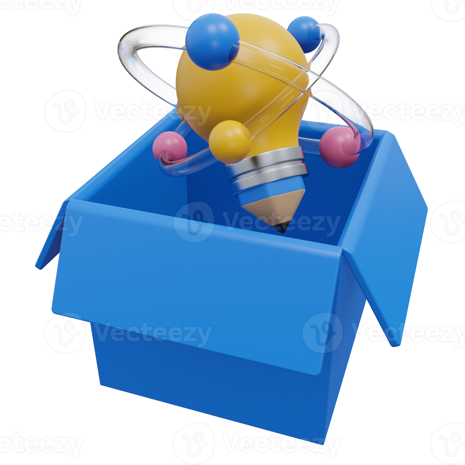 think out of the box 3d rendering, transparent backgorund, design and ...