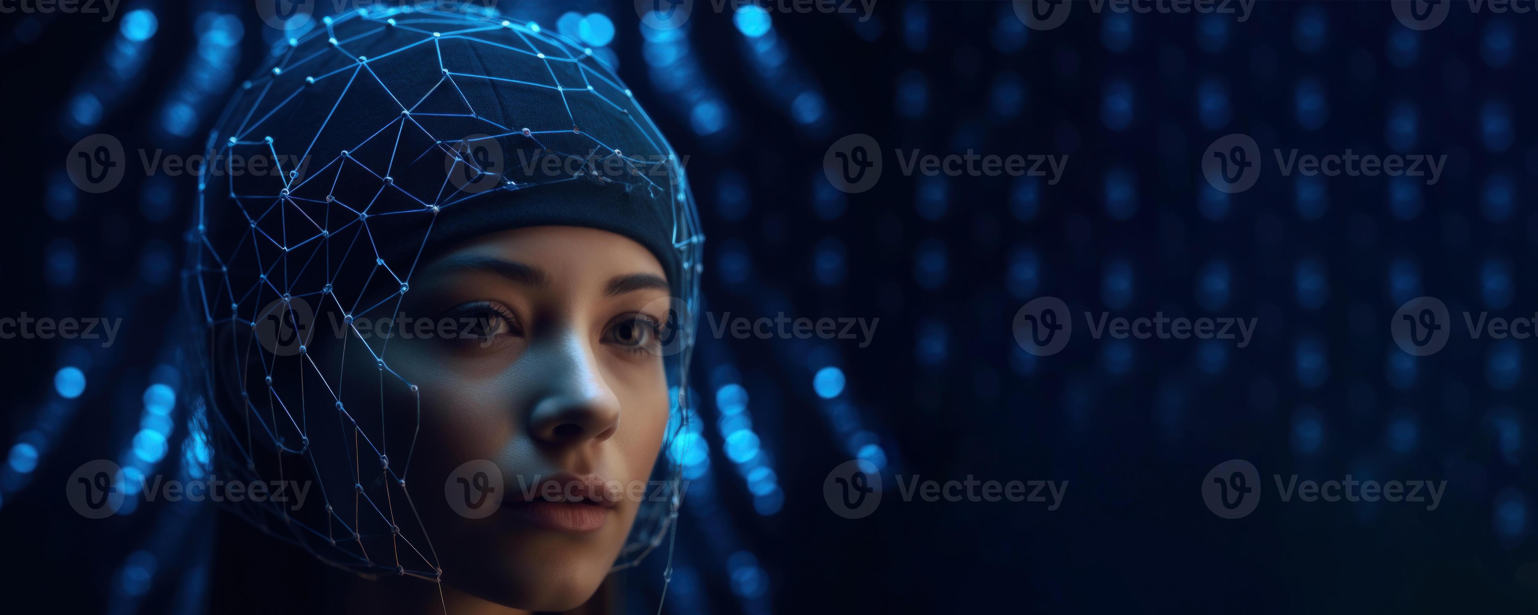 Futuristic humanoid robot exemplifies on blue background cutting edge ... Futuristic humanoid robot exemplifies on blue background cutting edge ...