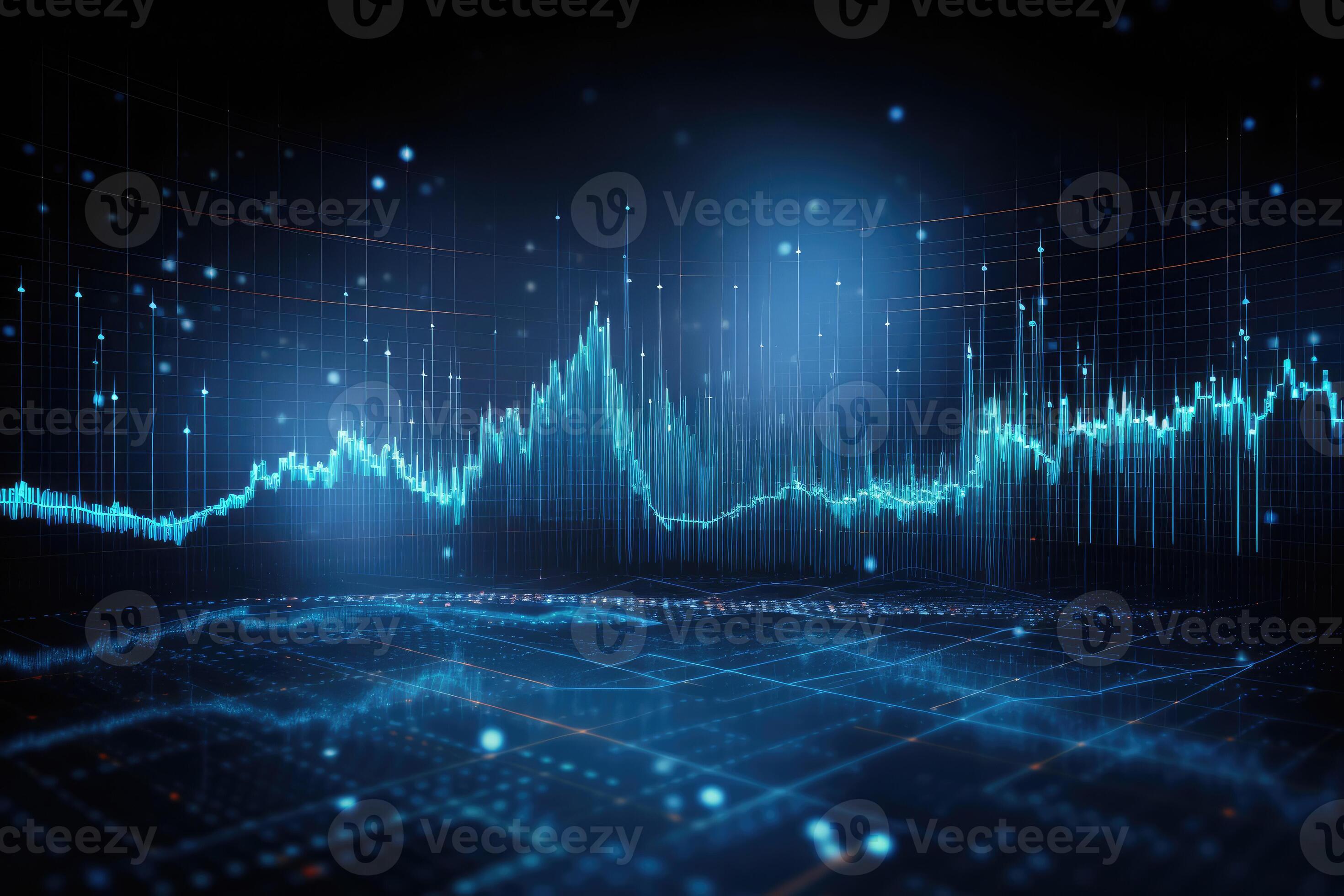 Digital graphs, glowing lines and diagram on screen. Big data analytics ...