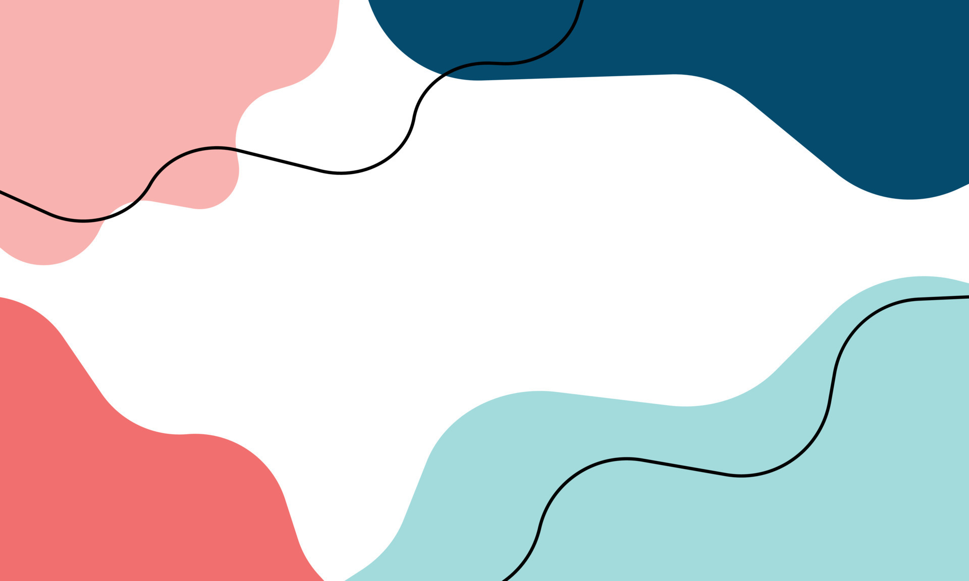 Simple Hand Drawn Abstract Background With Wavy Lines And Cute Colorful Blob Shapes Flat Trendy
