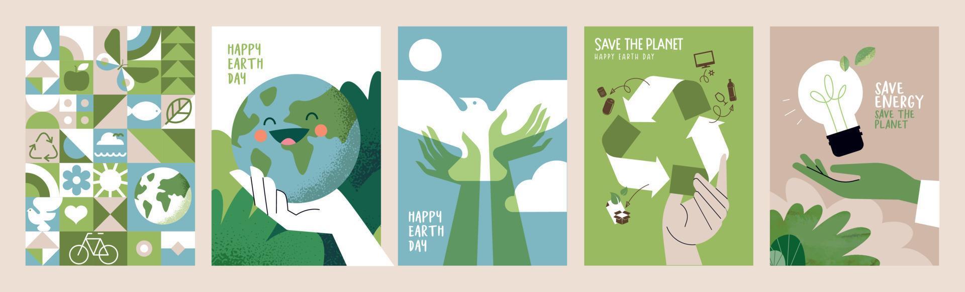 Earth day poster set. Vector illustrations for graphic and web design ...