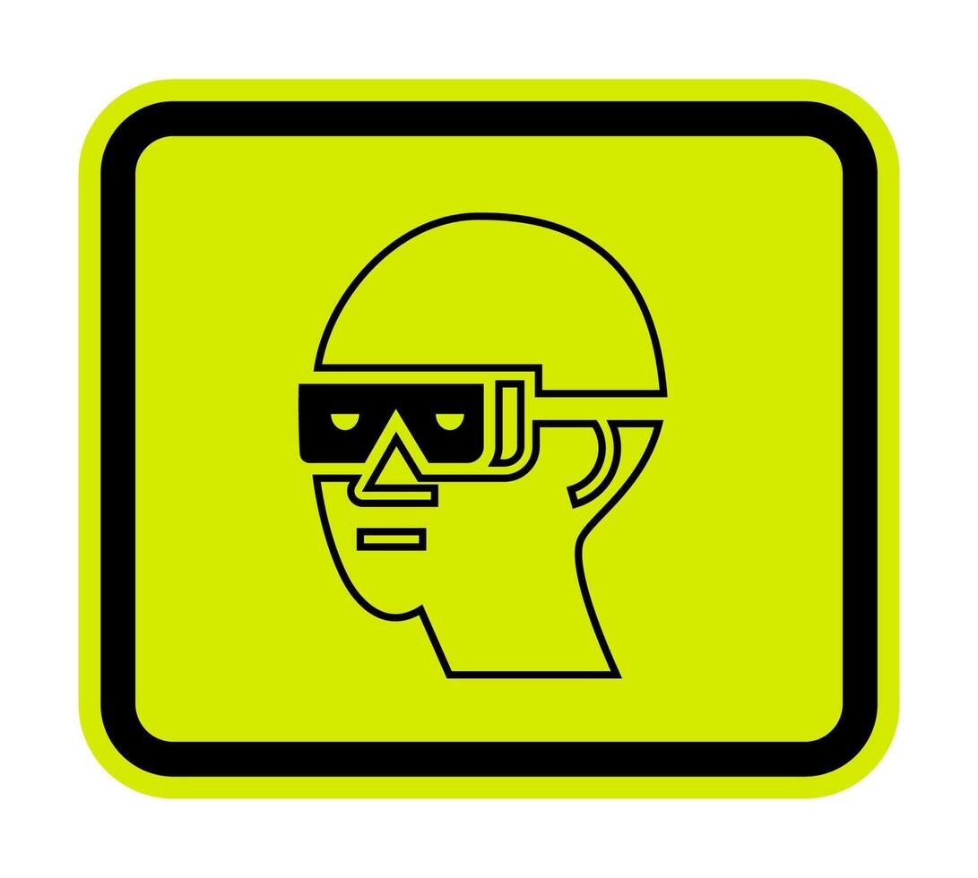 Caution Sign Eye Protection Required Symbol Isolate On White Background
