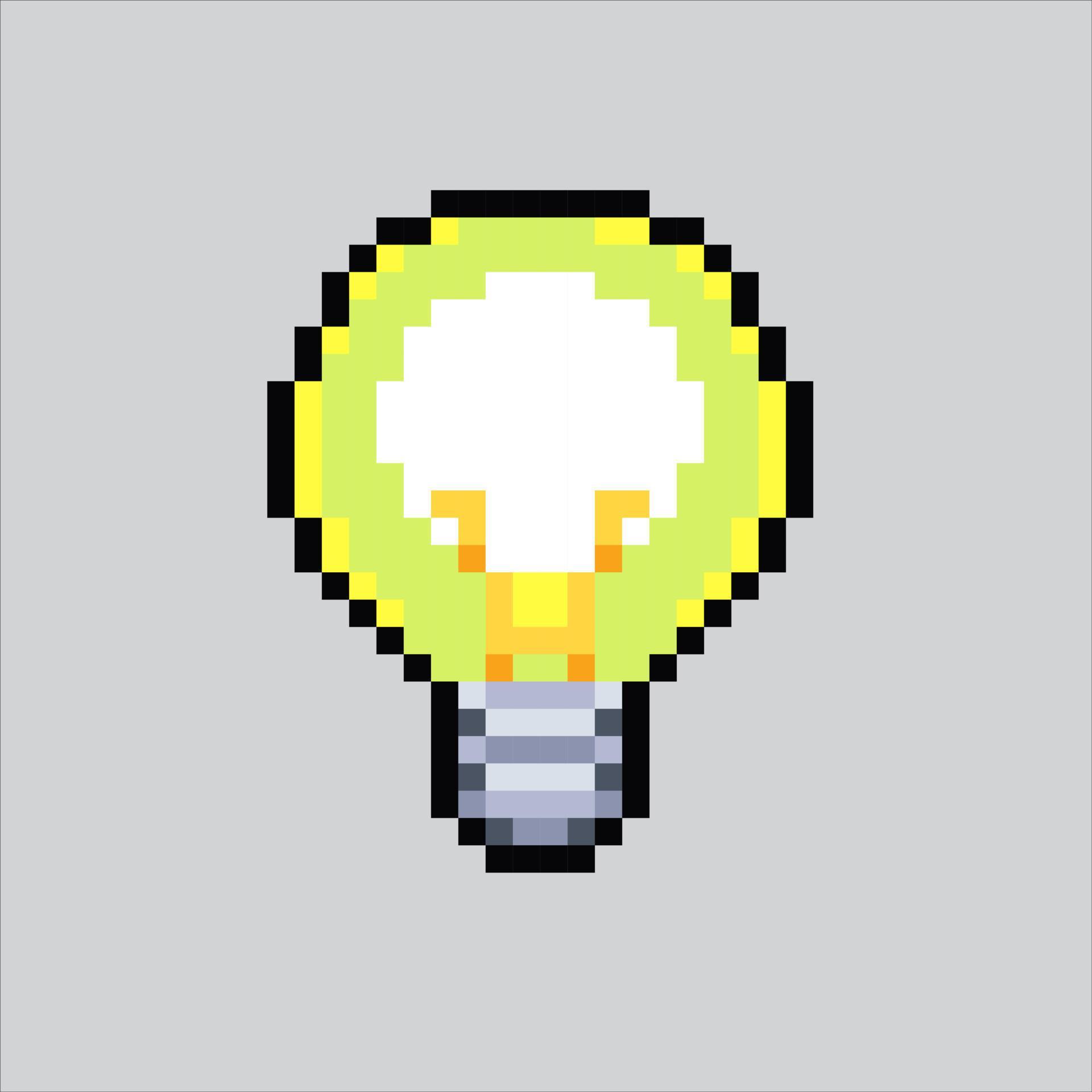 Pixel art illustration Light bulb. Pixelated Light bulb icon. Shining ...
