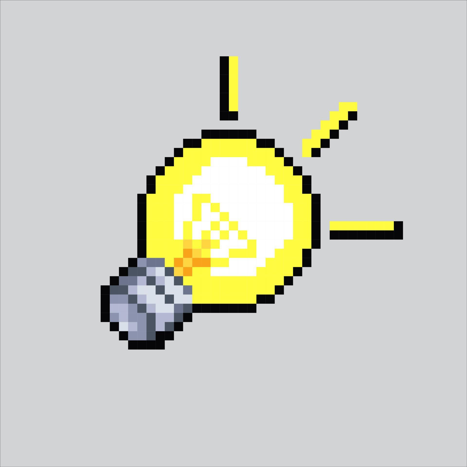 Pixel art illustration Light bulb. Pixelated Light bulb icon. Shining ...