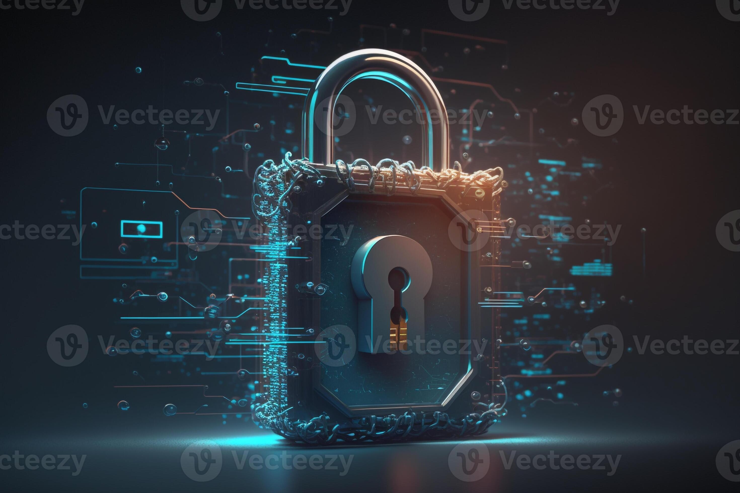 Illustration of a padlock on a digital screen, symbolizing secure and ... Illustration of a padlock on a digital screen, symbolizing secure and ...