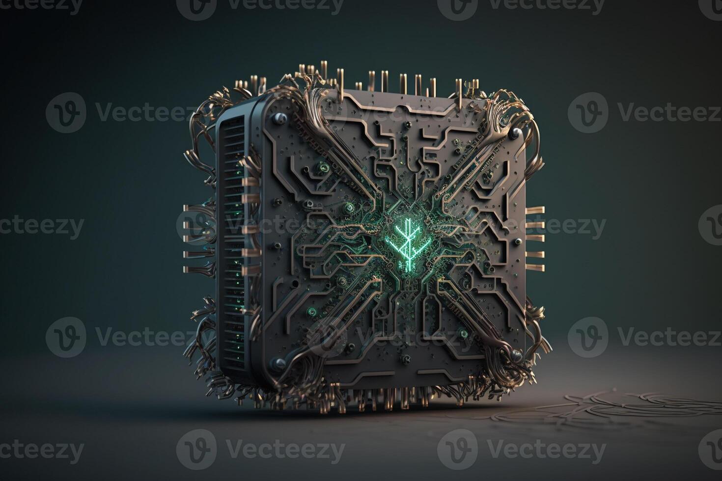 Illustration Of A Microchip With Intricate Circuitry And Futuristic