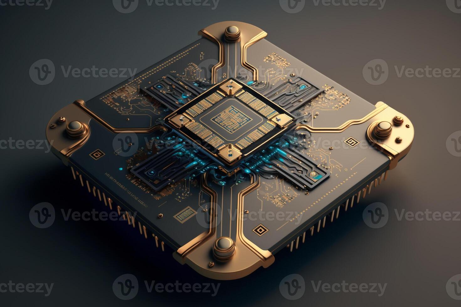 Illustration Of A Microchip With Intricate Circuitry And Futuristic