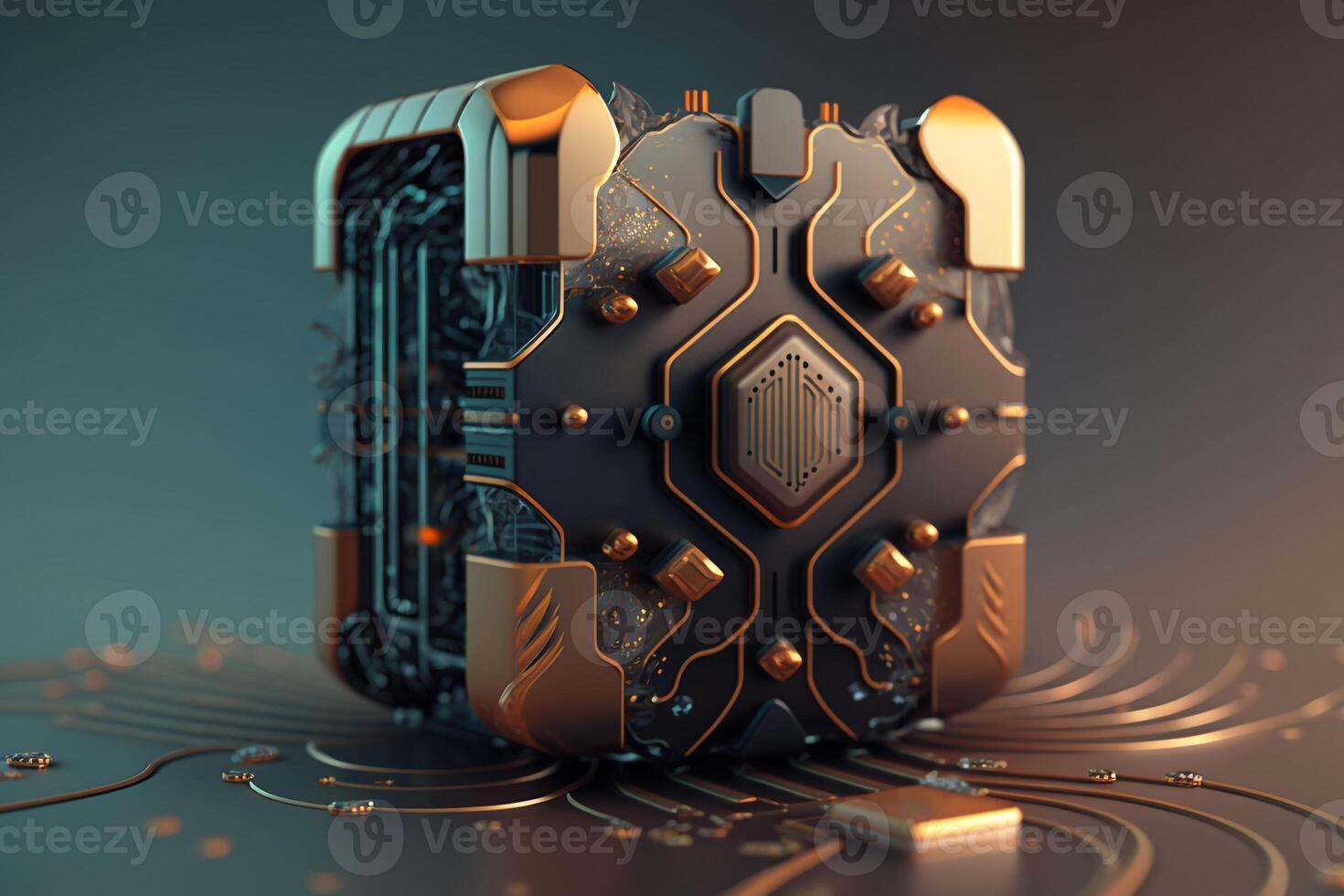 Illustration Of A Microchip With Intricate Circuitry And Futuristic