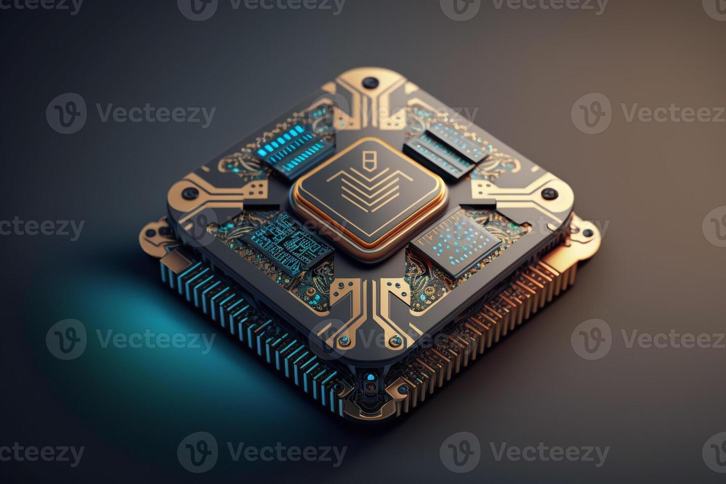 Illustration Of A Microchip With Intricate Circuitry And Futuristic