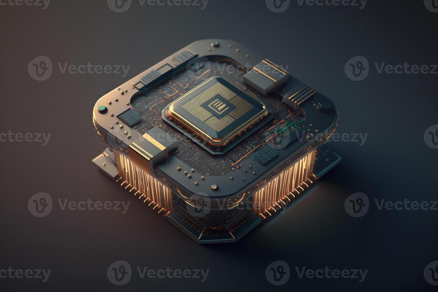Illustration Of A Microchip With Intricate Circuitry And Futuristic Designs On Its Surface